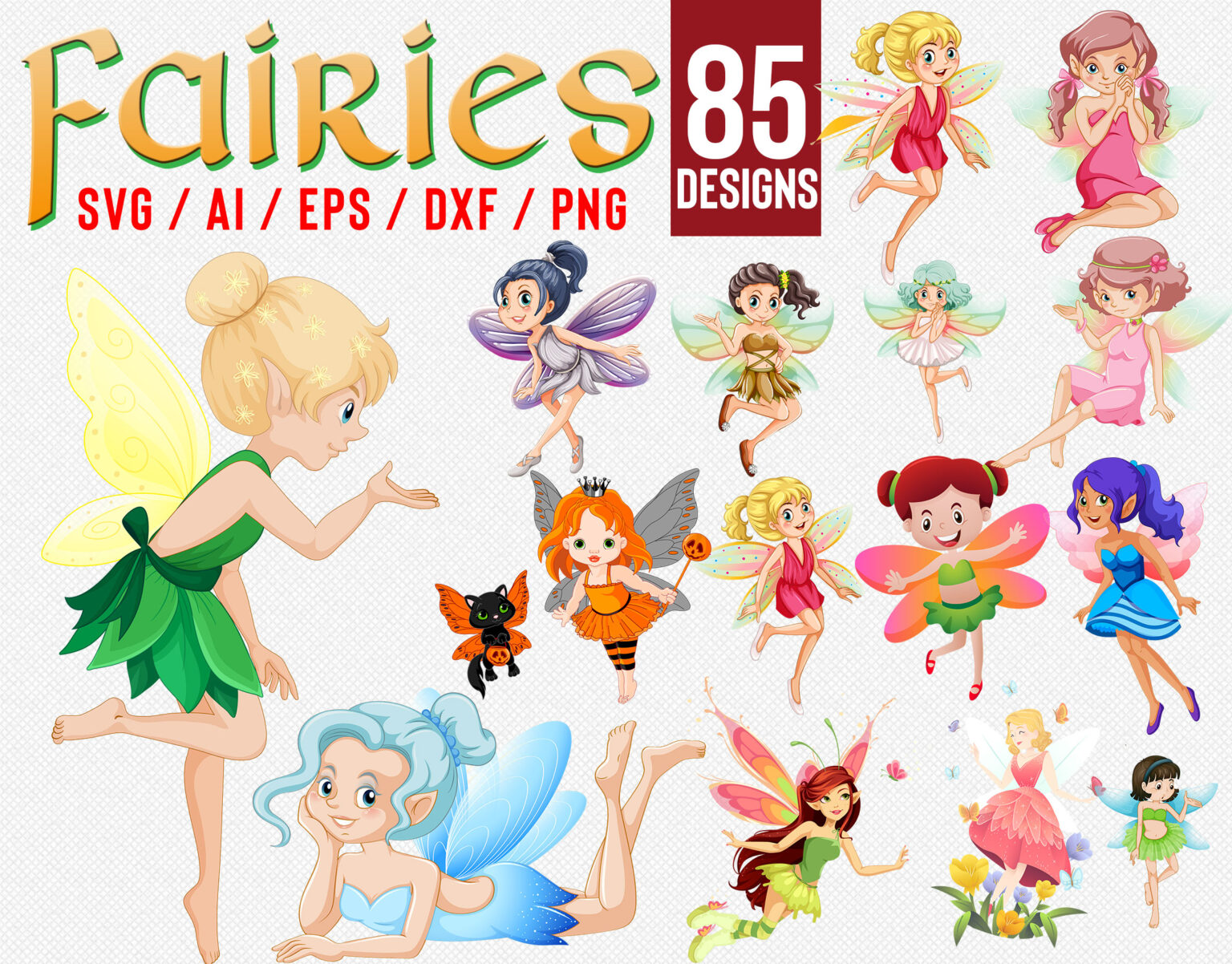 85 Fairies Svg Bundle - Best Quality Design Bundle