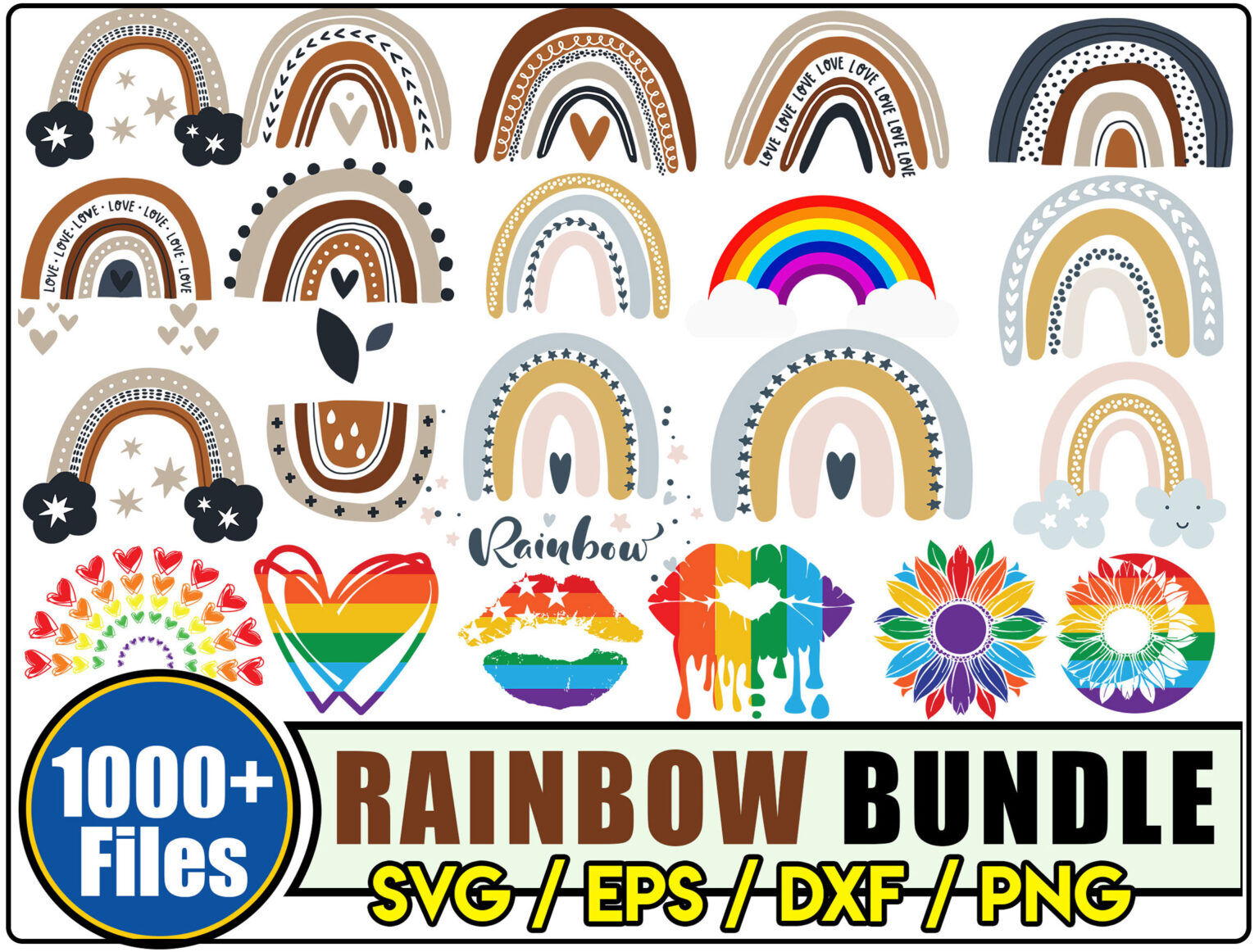 1000+ Rainbow Svg Bundle - Best Quality Design Bundle
