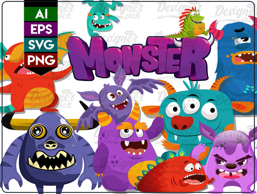 48 Monster Svg Bundle - Best Quality Design Bundle
