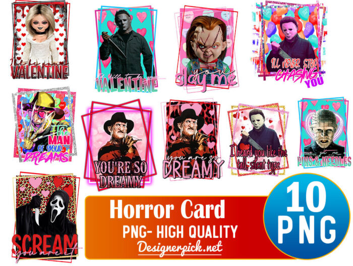 Horror Valentine Card PNG Bundle - Best Quality Design Bundle