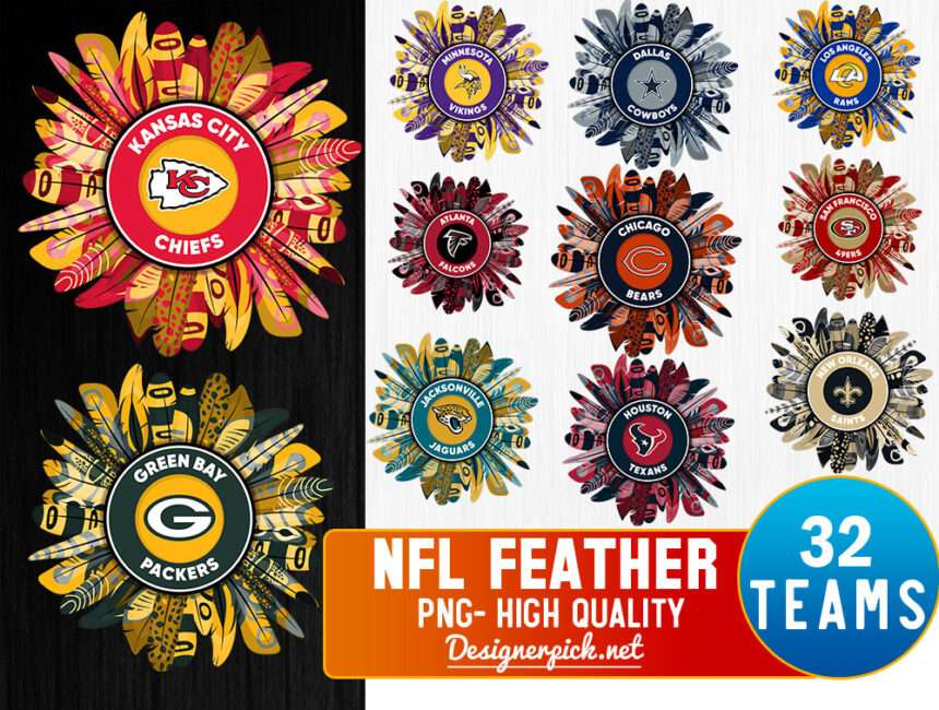 NFL Feather Png Sublimation Bundle - Best Quality Design Bundle
