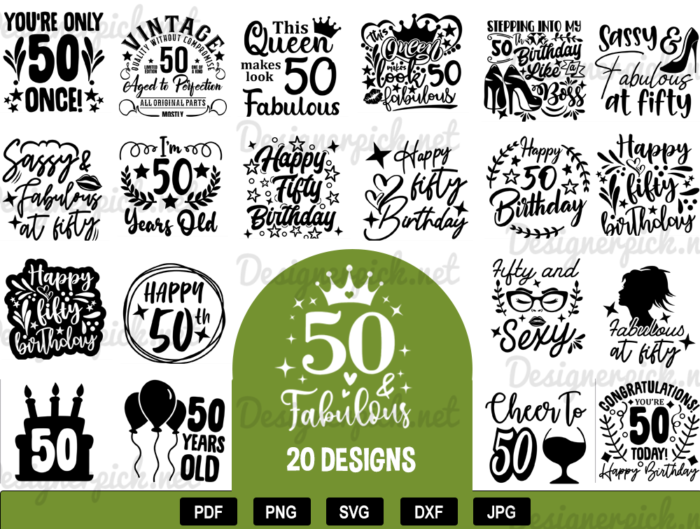 50th Birthday SVG Bundle - Best Quality Design Bundle