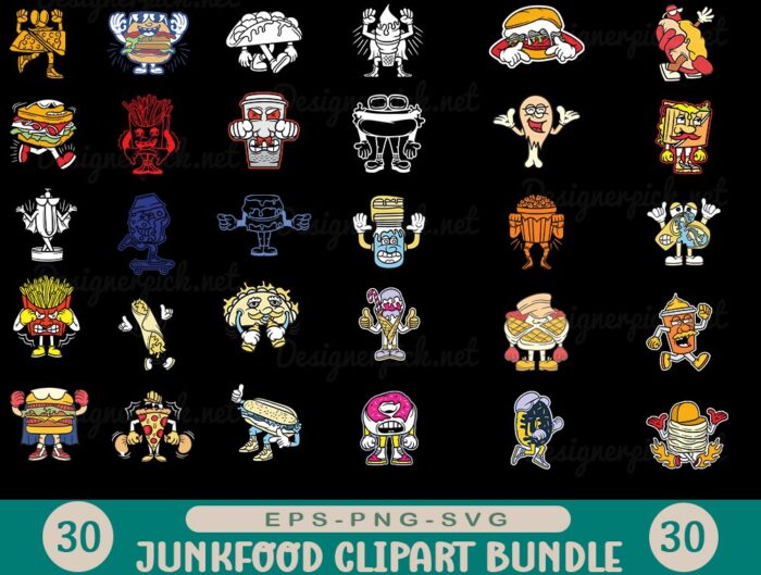 Junk Food Clipart Svg bundle - Best Quality Design Bundle