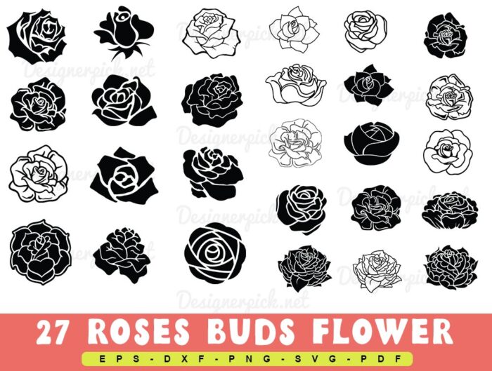Roses Buds Flower Svg, Roses Svg Bundle - Best Quality Design Bundle