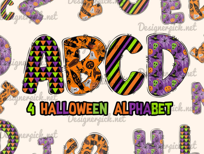 Halloween Doodle Alphabet - Best Quality Design Bundle