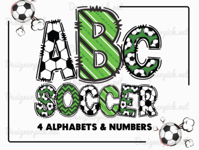 Soccer Doodle Alphabet Clipart - Best Quality Design Bundle