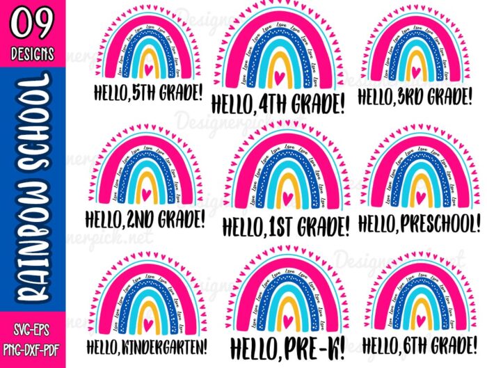 Rainbow School Svg Bundle - Best Quality Design Bundle