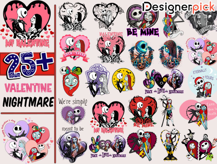Nightmare Before Christmas Valentine Png Bundle, Nightmare Valentine ...