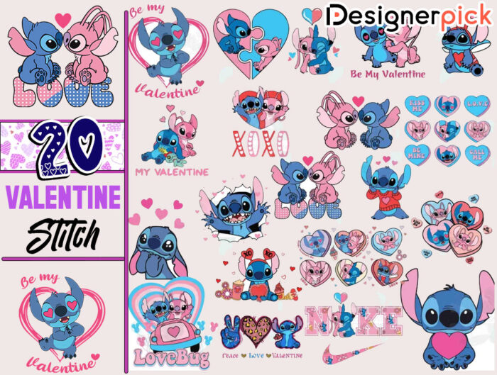 Stitch Valentine Png Bundle, Stitch Valentine Png - Best Quality Design ...