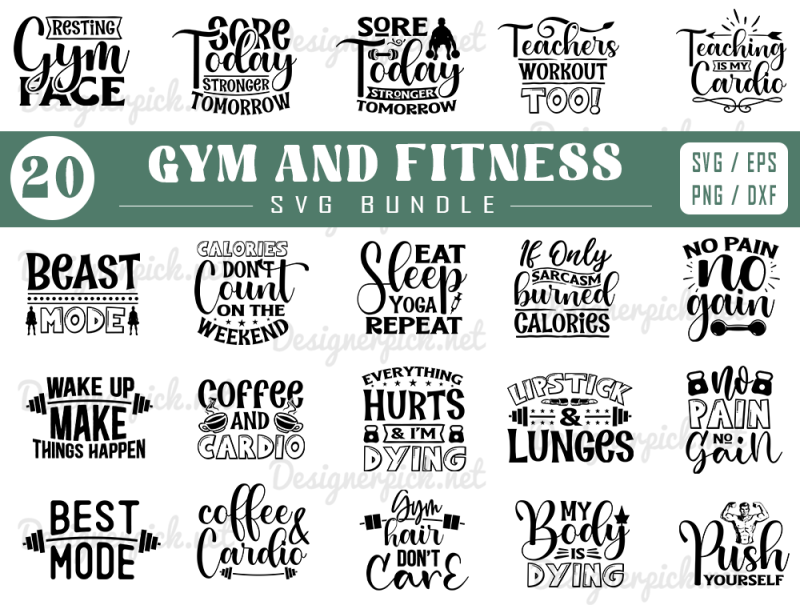 Gym and Fitness SVG Bundle - Designerpick
