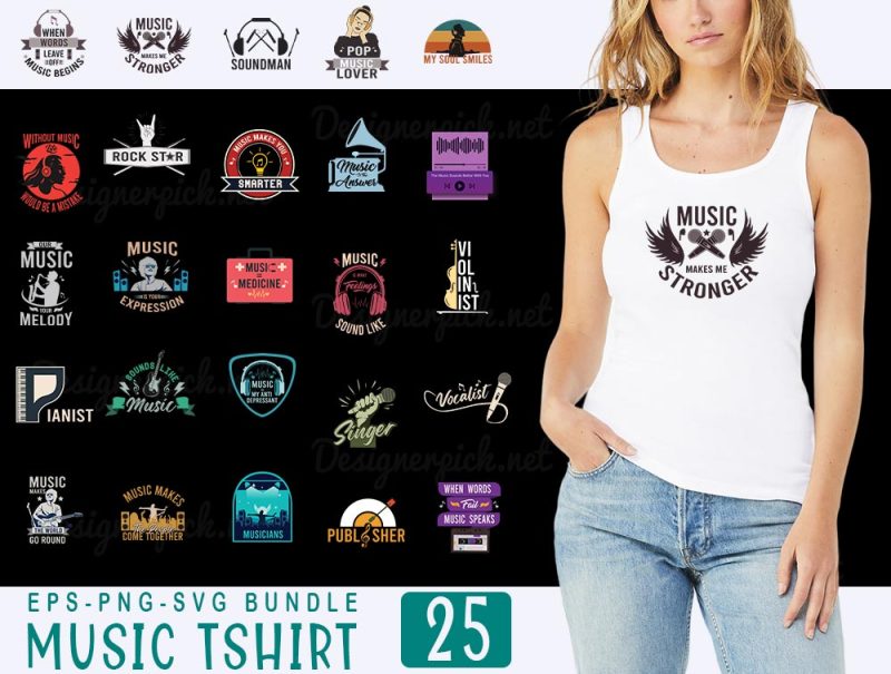 Music Tshirt Designs Bundle - Designerpick