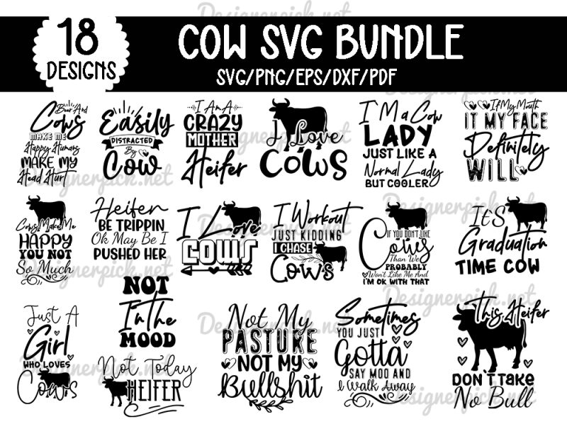 Cow Svg Bundle, Layered Cow Quote - Designerpick