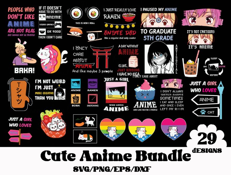 29 Cute Anime Svg Bundle - Designerpick