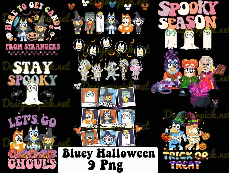Bluey Halloween Png Bundle, Bluey Spooky - Designerpick